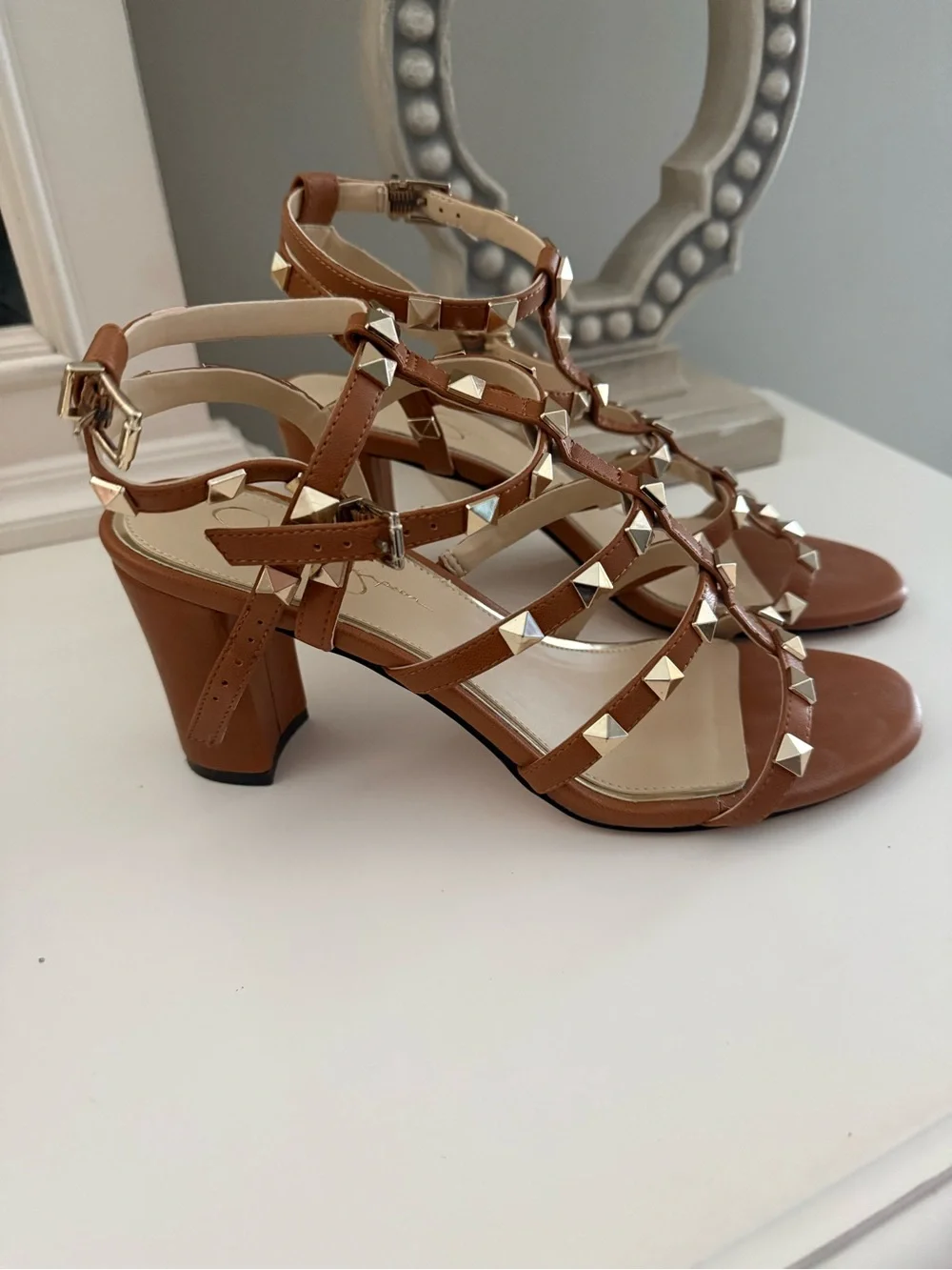Jessica Simpson | Shoes | Jessica Simpson Brown Pyramid Stud Strappy ...